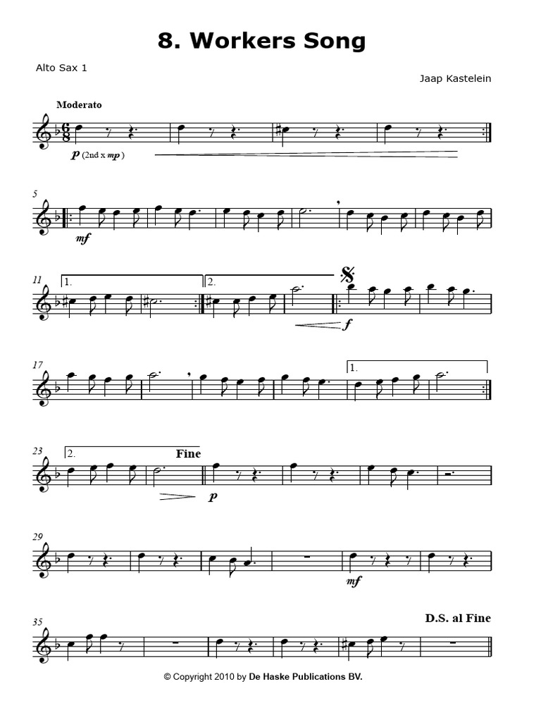 Workers Song - Alto Sax 1 | PDF