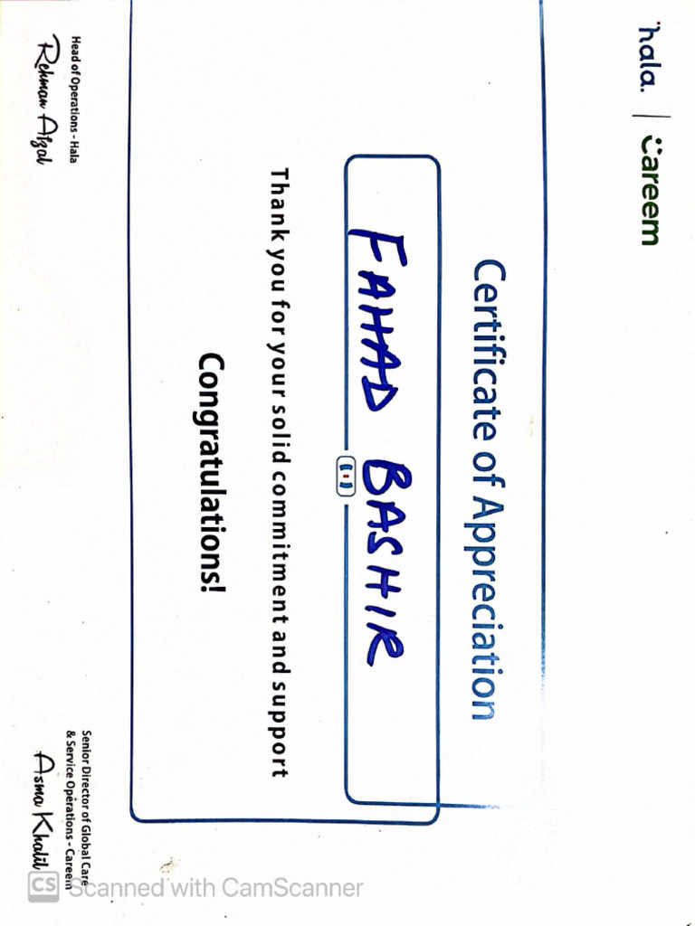 Certificate of Customer Support Representative. | PDF