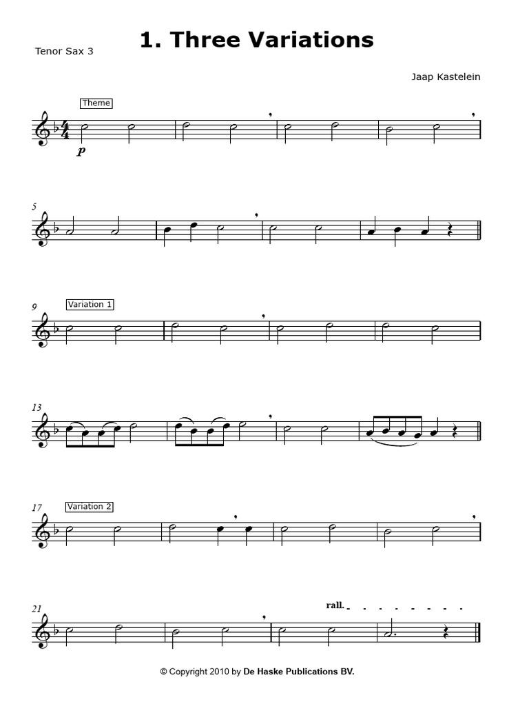 Three Variations - Tenor Sax 3 | PDF