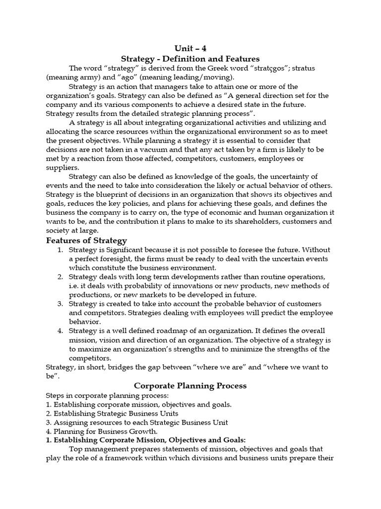 MS Unit 4 (1) | PDF | Strategic Management | Swot Analysis
