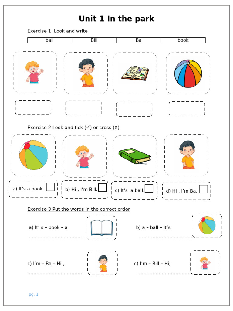 Park-Themed ESL Exercises for Kids | PDF