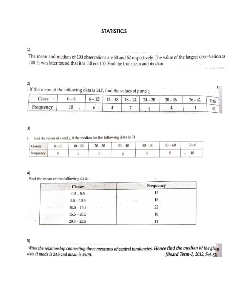 10th Statistics | PDF