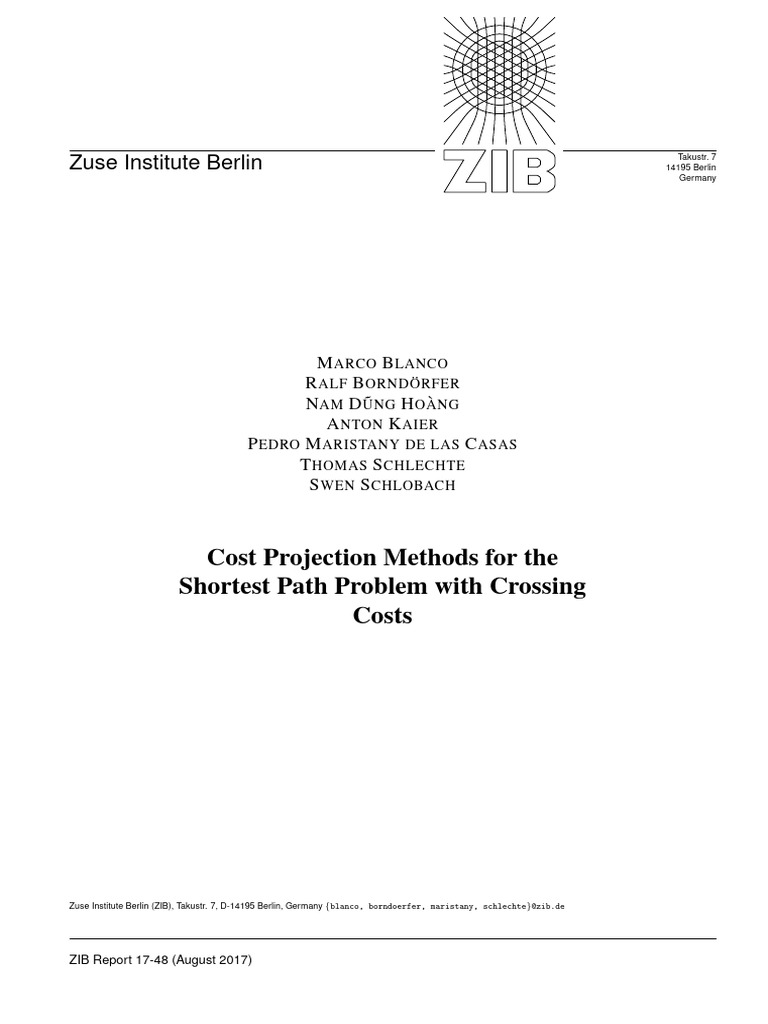 Cost Projection Methods for the Shortest Path Problem with Crossing ... Cost Projection Methods for the Shortest Path Problem with Crossing ...
