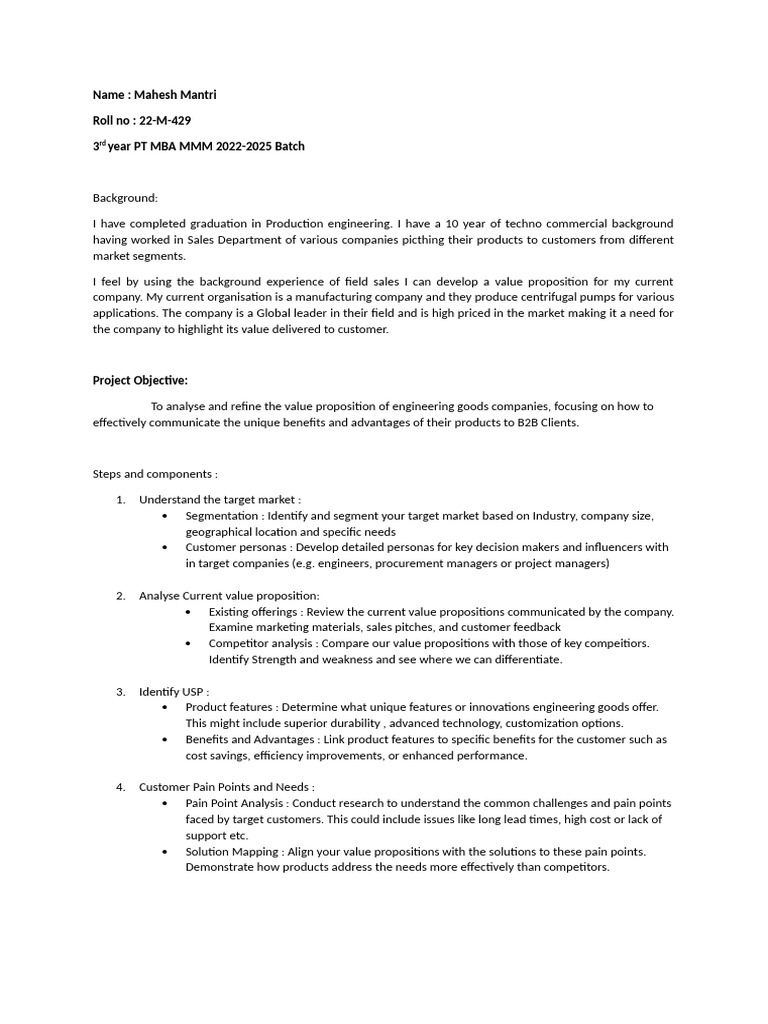 Value Proposition Analysis For Engineering Goods Pdf Market