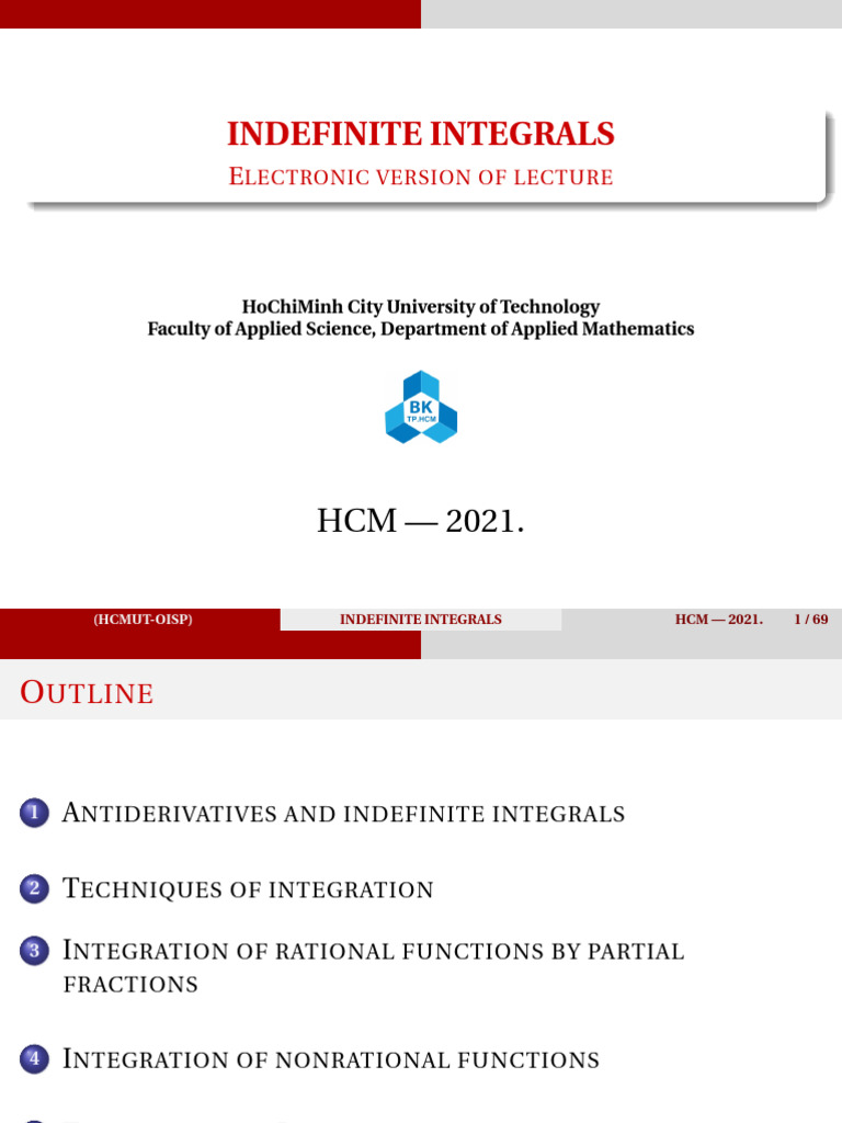 Indefinite Integral Pdf Integral Analysis