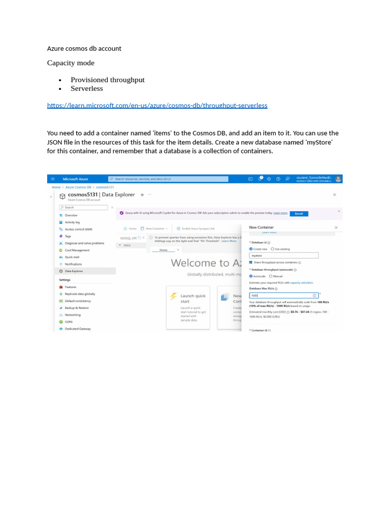 Lab - Azure Cosmos DB Ecom App | PDF