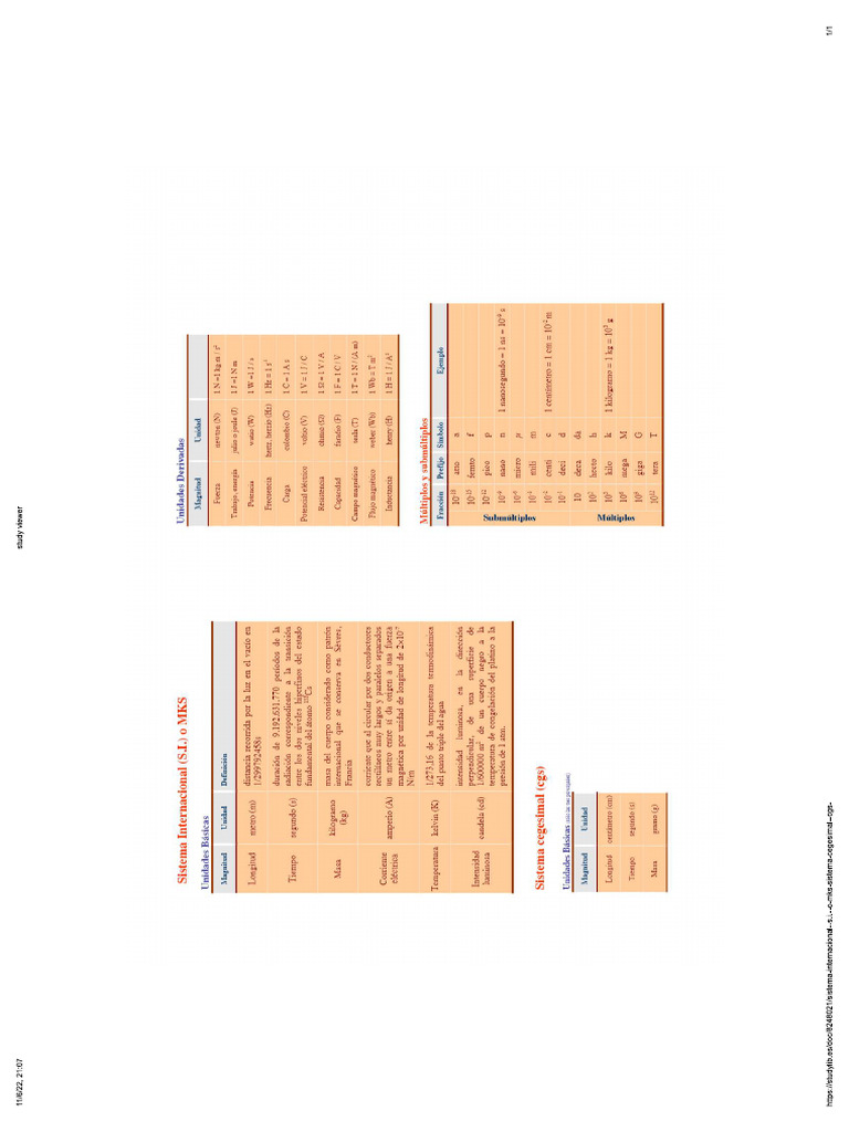 Sistema Internacional (S.I.) o MKS Sistema Cegesimal (CGS) | PDF