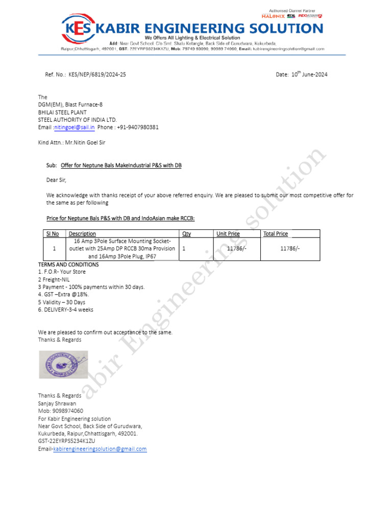 Offer for Plug and Socket with RCCB | PDF