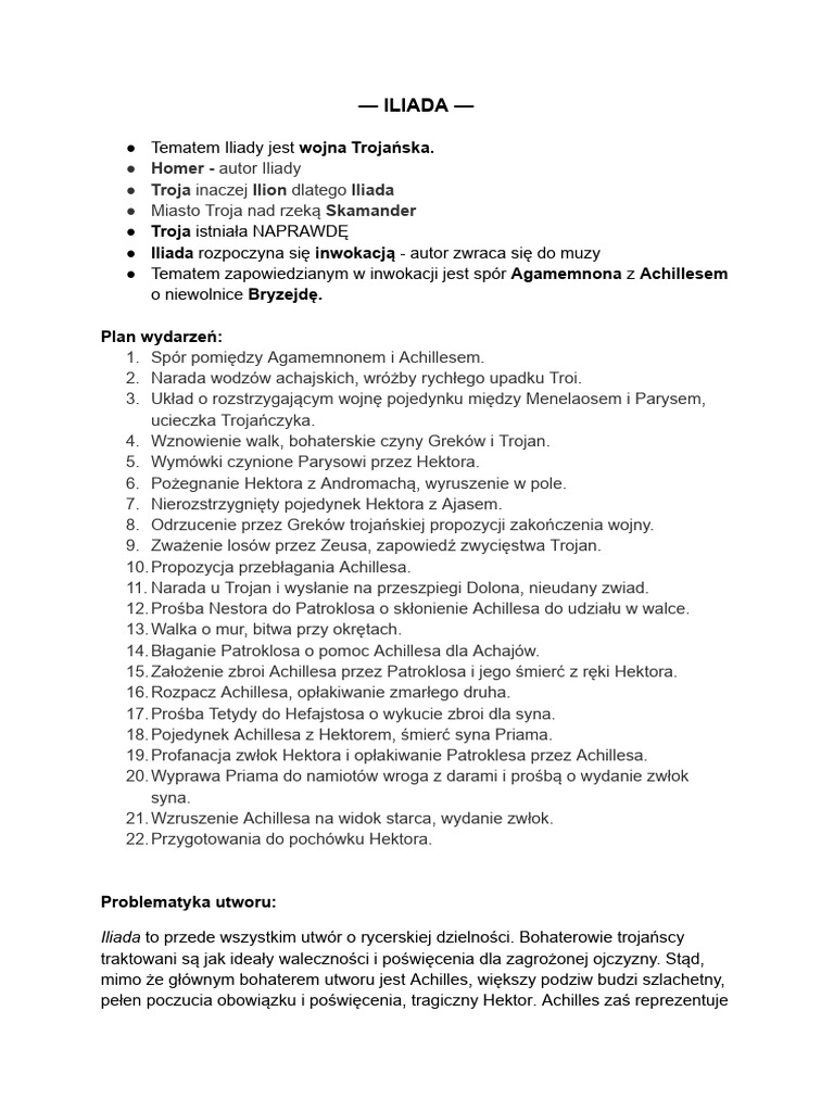 Iliada, Odyseja, Poeazja Horacego | PDF