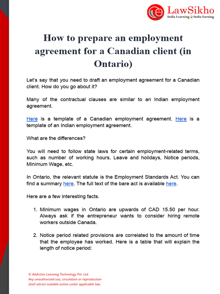 Drafting Employment Agreements in Ontario | PDF | Employment | Parental ...