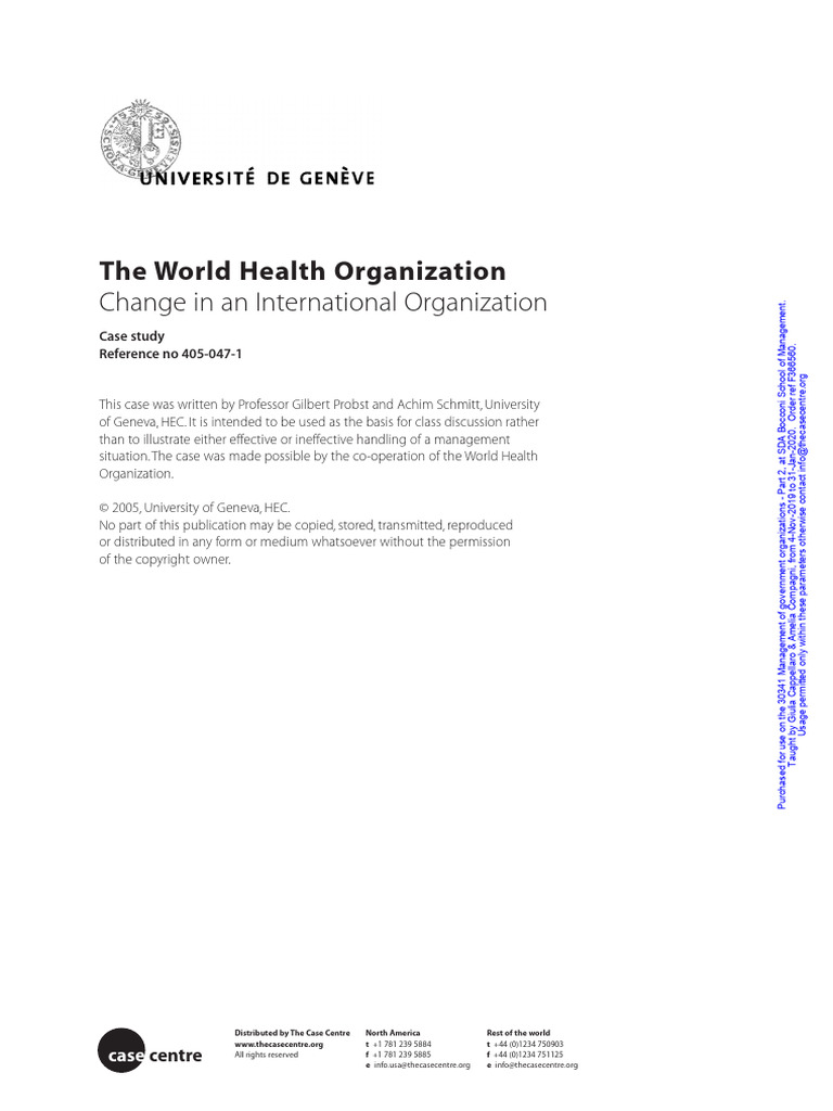 WHO case study | PDF | World Health Organization | Public Health WHO case study | PDF | World Health Organization | Public Health