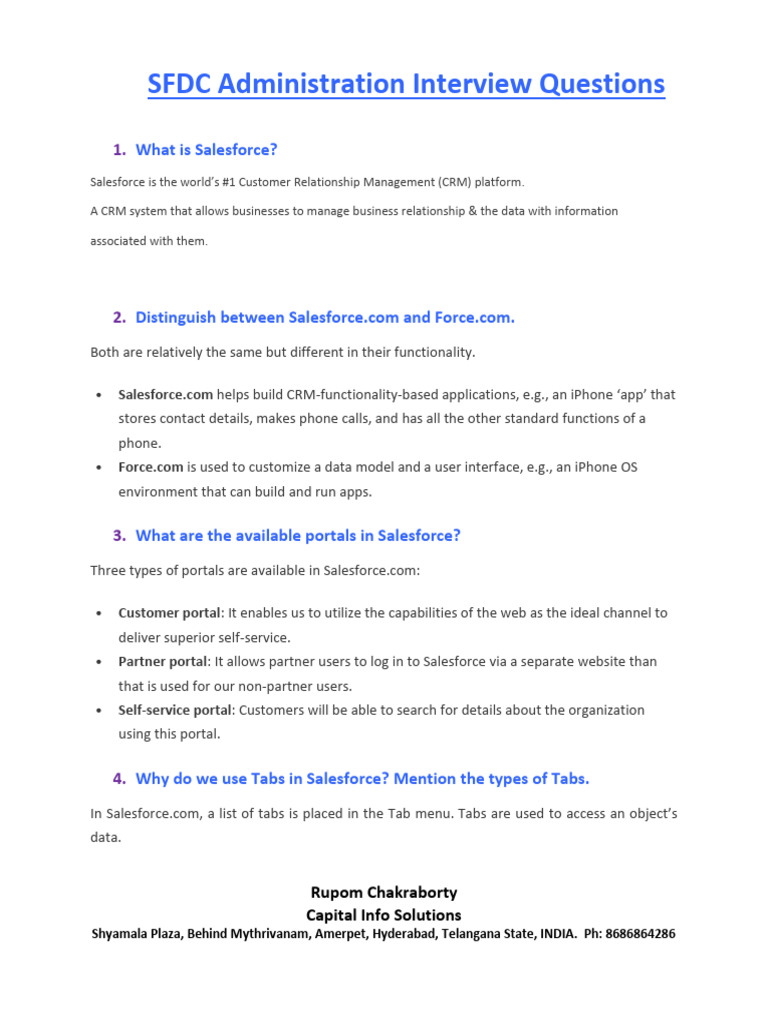 SFDC Interview Questions - Admin | PDF | Cloud Computing | Platform As A Service