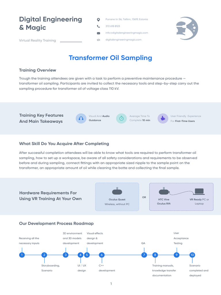 Transformer Oil Sampling VR Training Outline | PDF | Virtual Reality ...