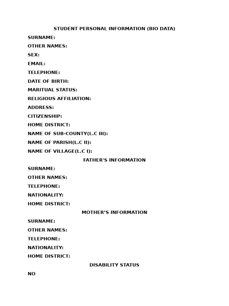 Student Bio Data and Exam Results | PDF