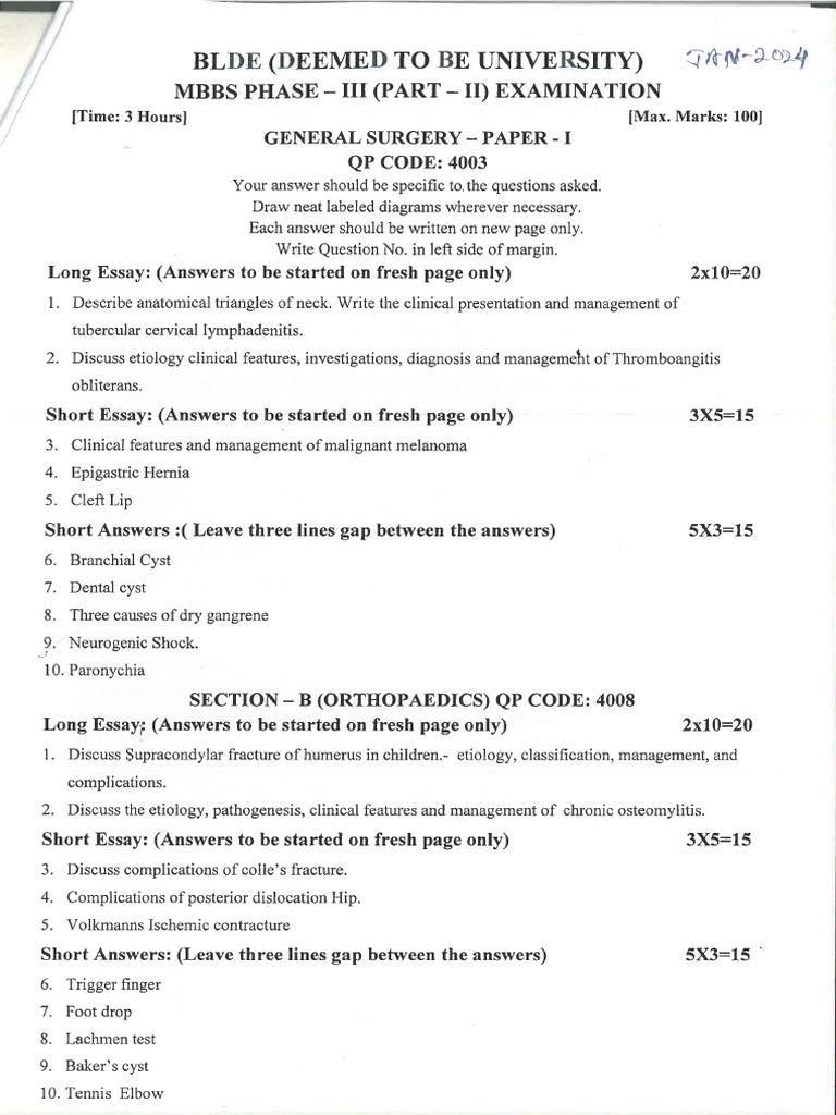 General Surgery P I-II Jan 2024 | PDF