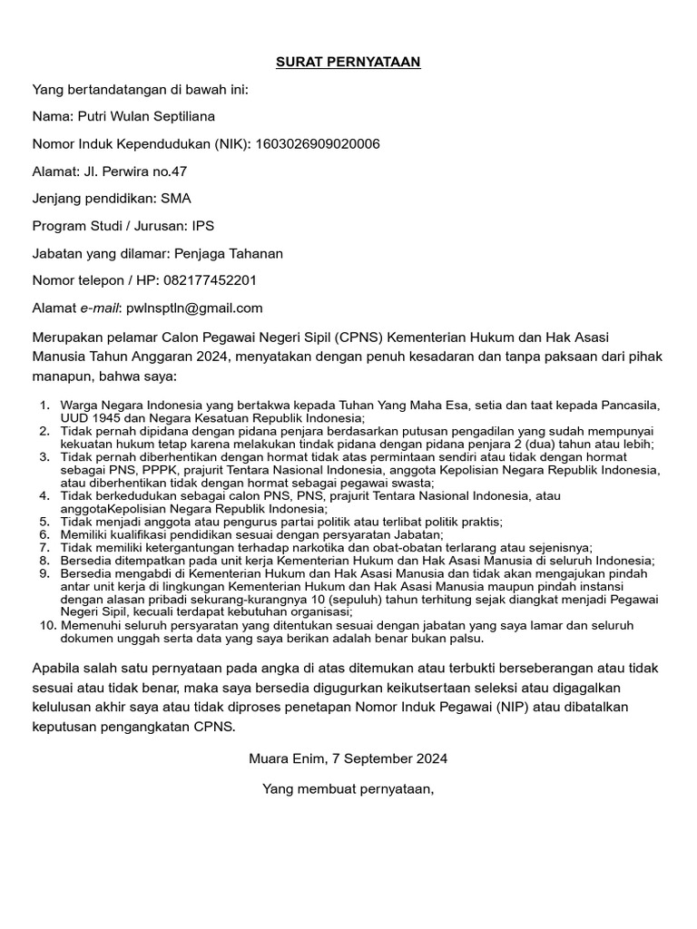 Surat Pernyataan CPNS 2024.docx 20240908 195726 0000 | PDF