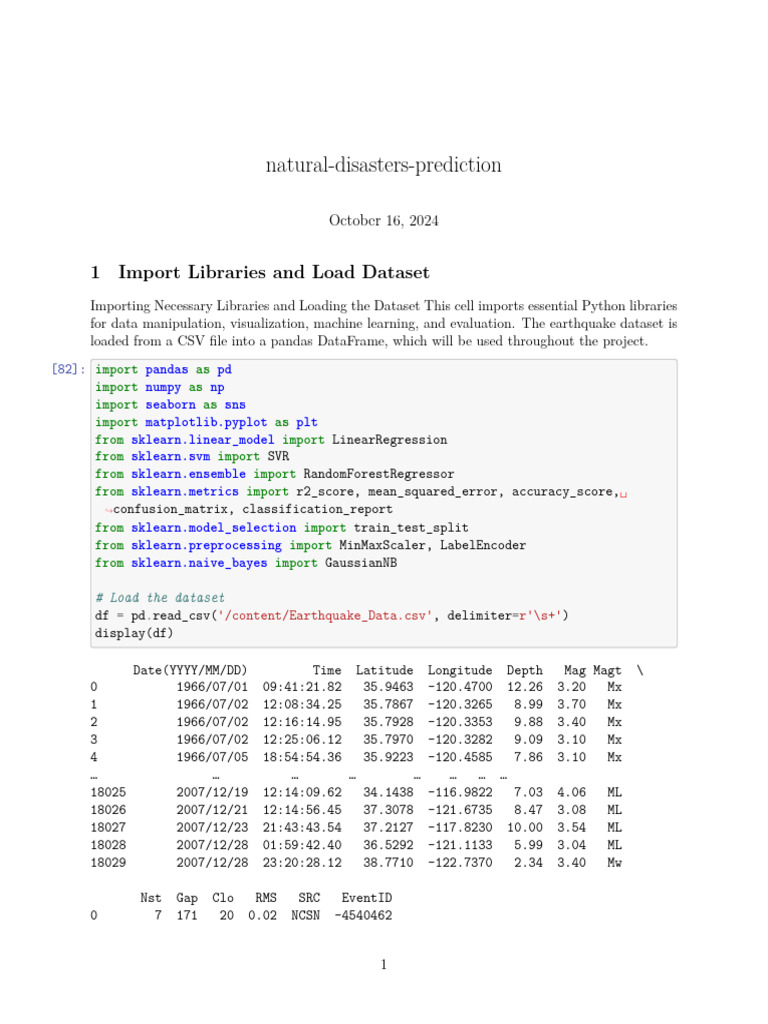 Earthquake Prediction Models | PDF | Mean Squared Error | Errors And ...