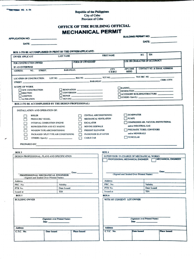 CEBU CITY PERMIT FORMS | PDF | Elevator | Plumbing