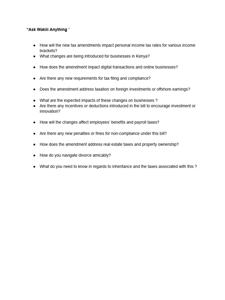 Ask Wakili Anything - Questions | PDF