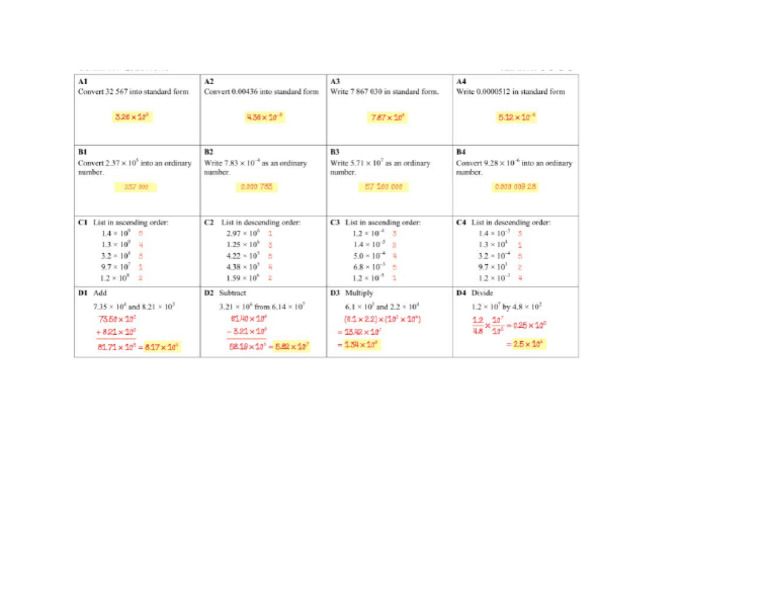 Standard Form Revision Solutions | PDF
