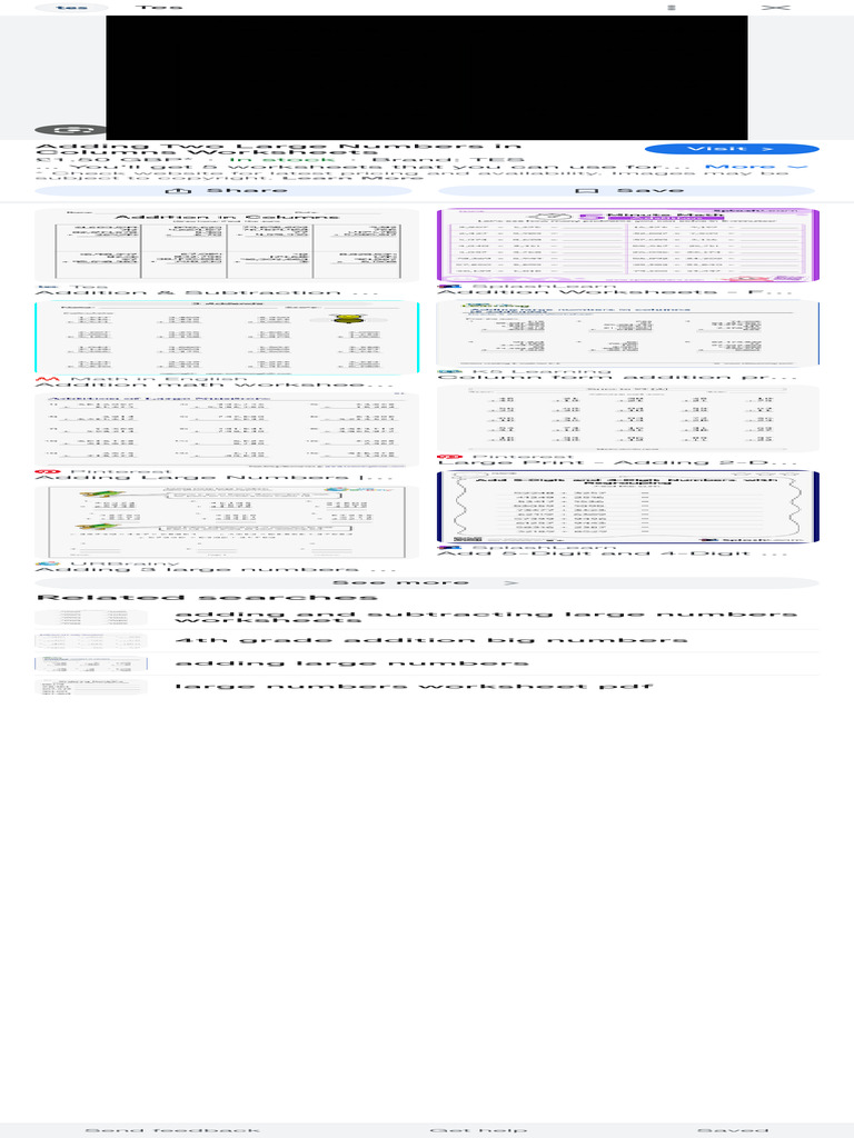 Add Large Numbers Worksheets - Google Search | PDF