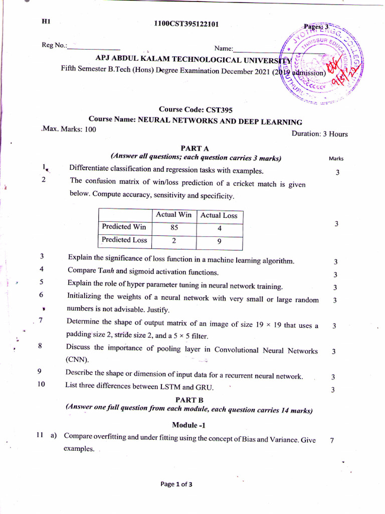 Neural Networks Exam Paper December 2021 | PDF | Artificial Neural ...