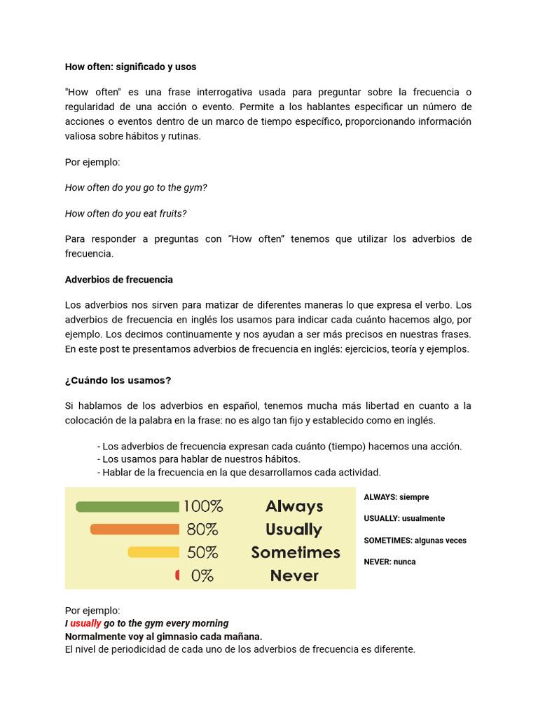 Adverbios de Frecuencia | PDF