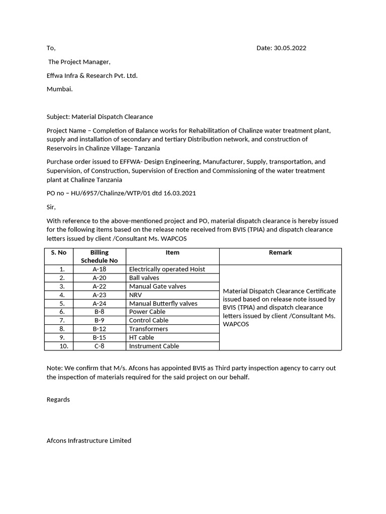 Dispatch Clearance | PDF