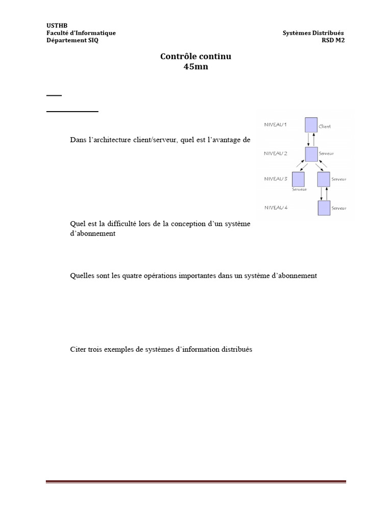 Contrôle continu en systèmes distribués | PDF | Bases de données ...