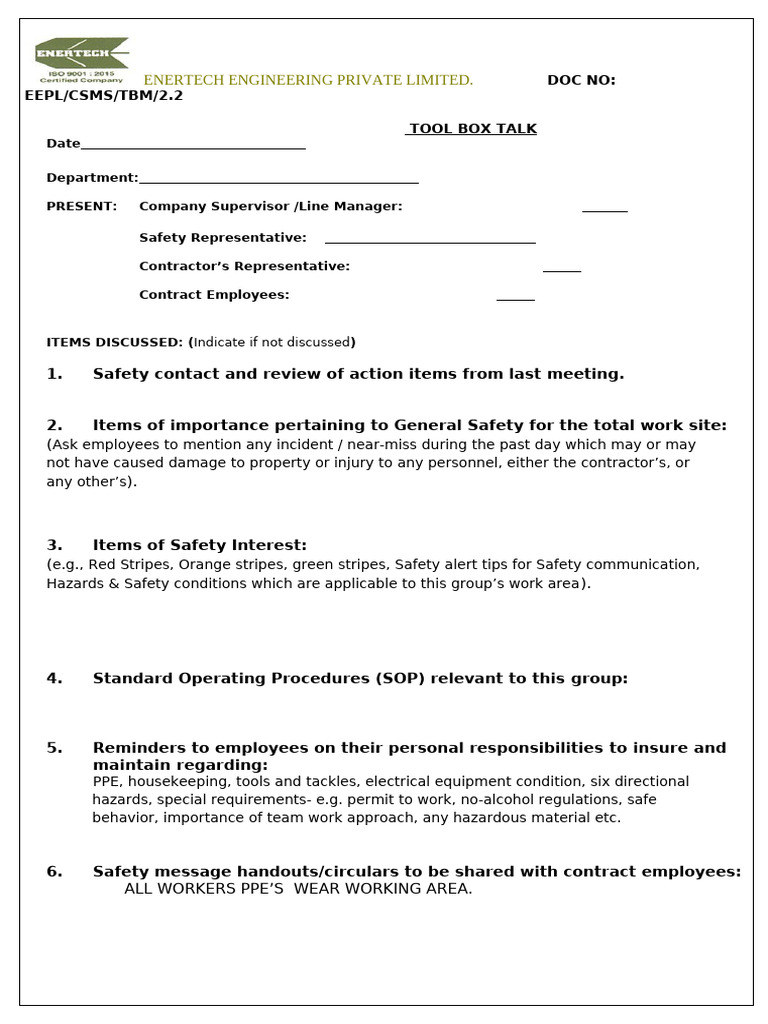 TBM - Sheet (2) .Docx EEPL | PDF