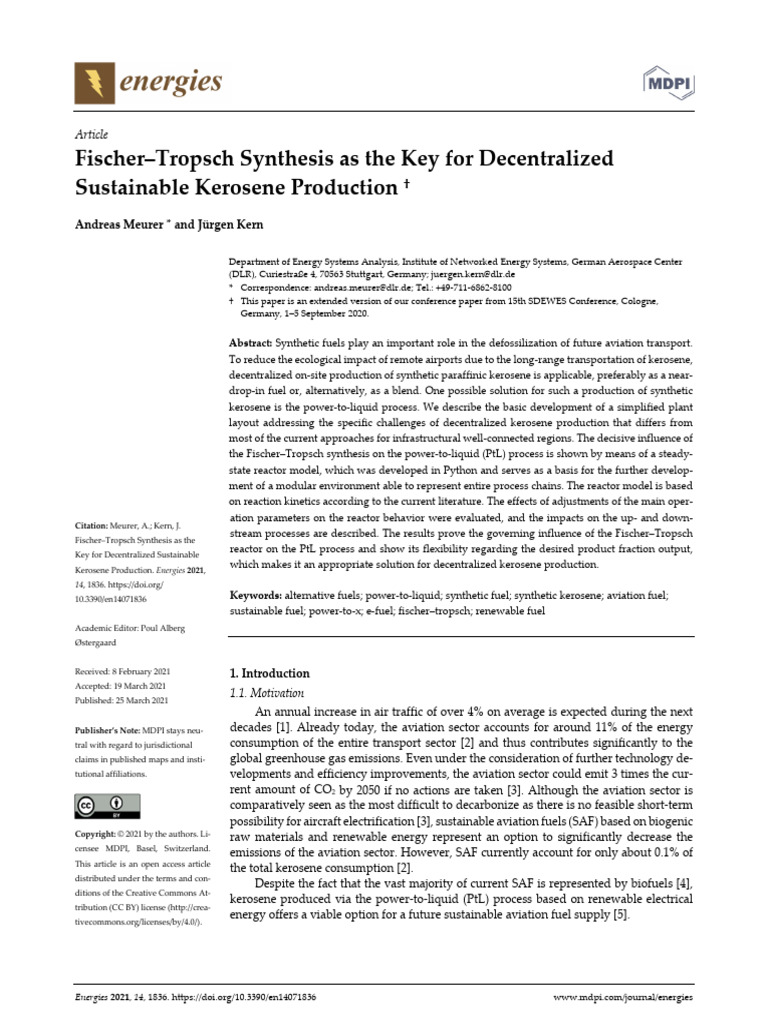 Fischer-Tropsch Synthesis As The Key For Decentral | PDF | Cracking ...