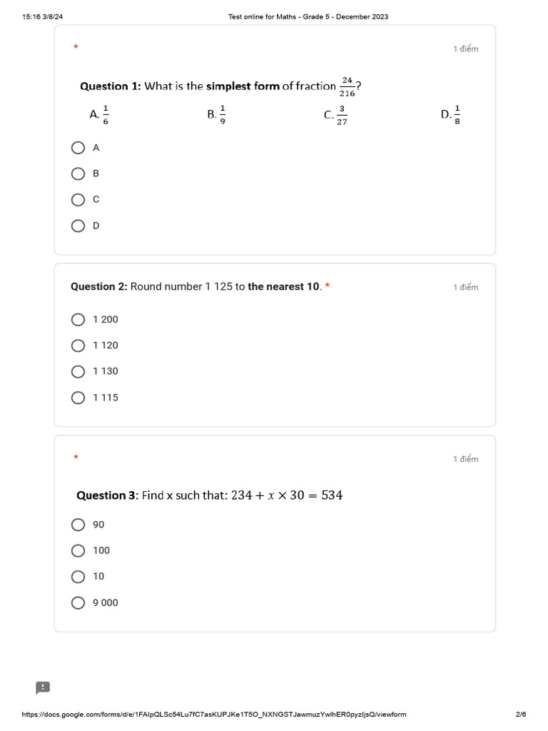 Grade 5 Maths Online Test December 2023 | PDF | Euclidean Geometry ...