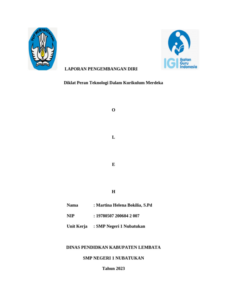 LAPORAN PENGEMBANGAN DIRI HGN Dan Ultha IGI | PDF