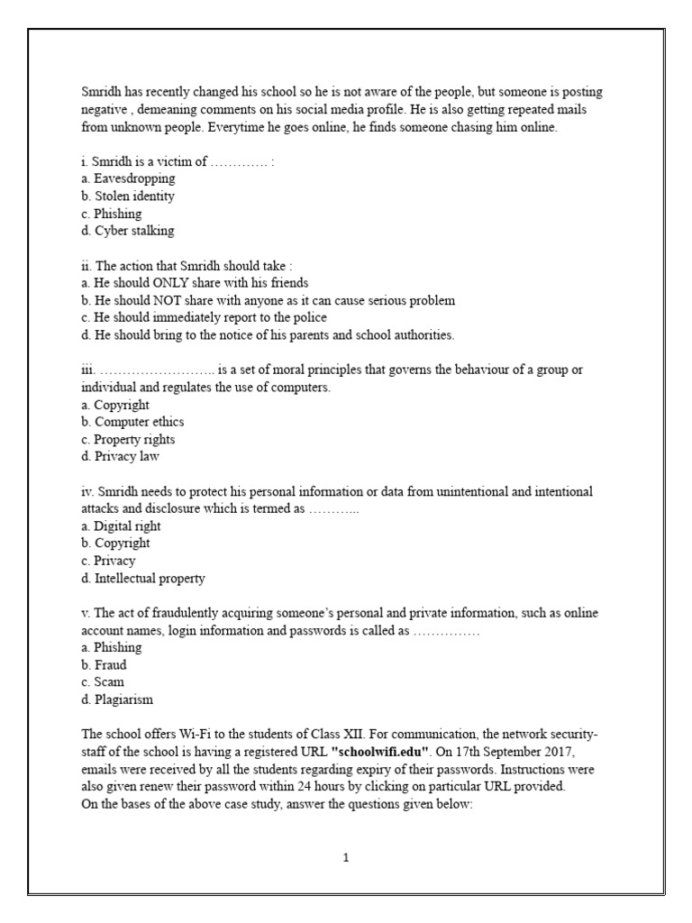 CL12-IP-Case Study Based Questions | PDF | World Wide Web | Internet & Web
