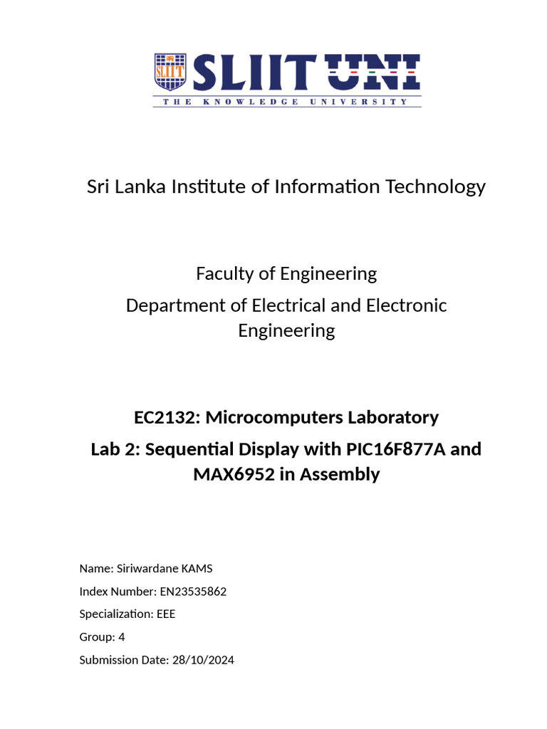 En23535862 Microcomputers Lab2 | PDF | Classes Of Computers | Computer Hardware