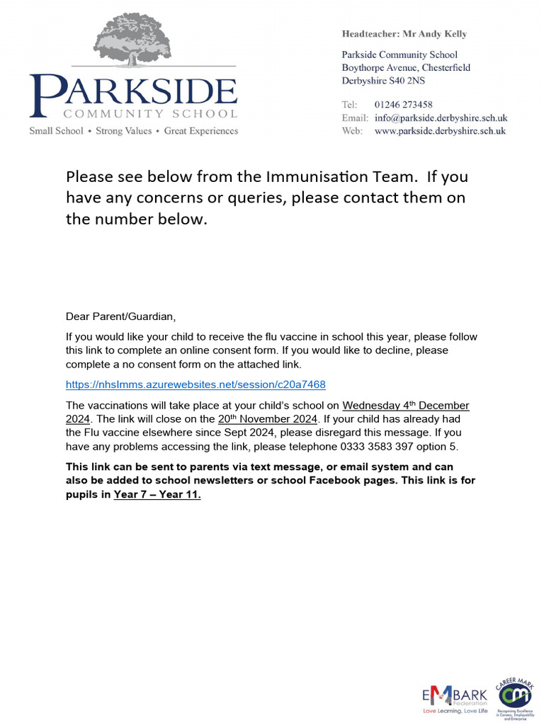 School Flu Vaccine Consent Form 2024 | PDF