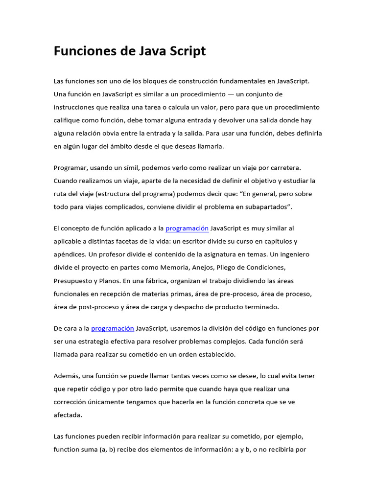 Funciones Js | PDF | Variable (informática) | Script Java
