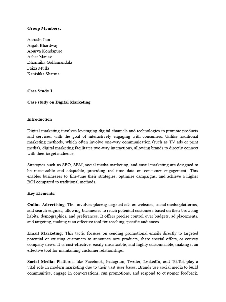 Digital Marketing Case Study | PDF | Digital Marketing | Brand