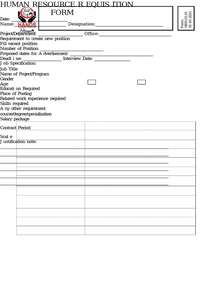 HR Requisition Form April-2024 | PDF