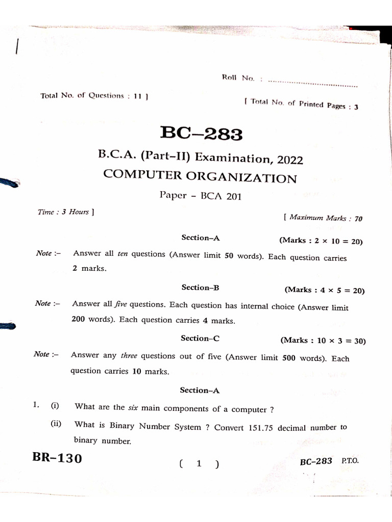 2022 Previous Year Paper Bca 2nd Year | PDF