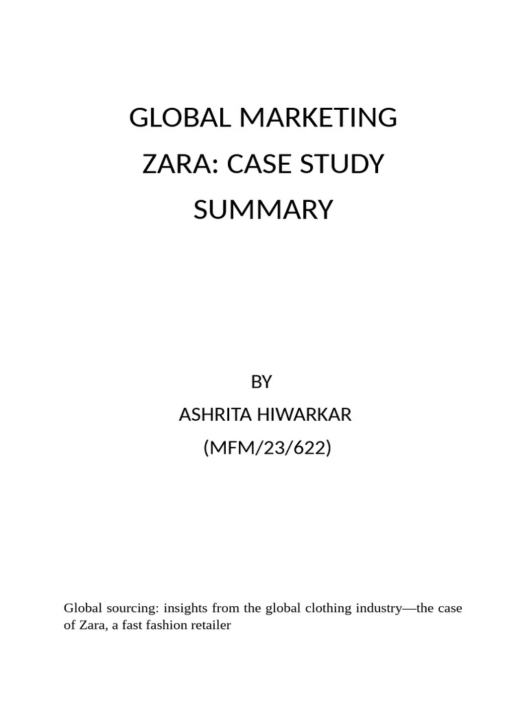 Zara Case Study Assignment. Ashrita | PDF | Fashion | Clothing Industry