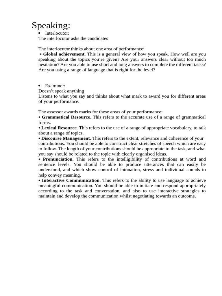 Speaking Marking in Progress | PDF