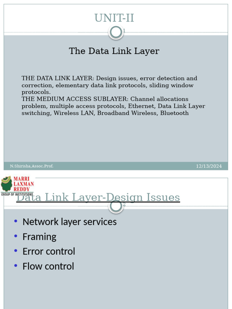 cn ppt - UNIT - 2 - h-124 | PDF | Transmission Control Protocol | Error Detection And Correction