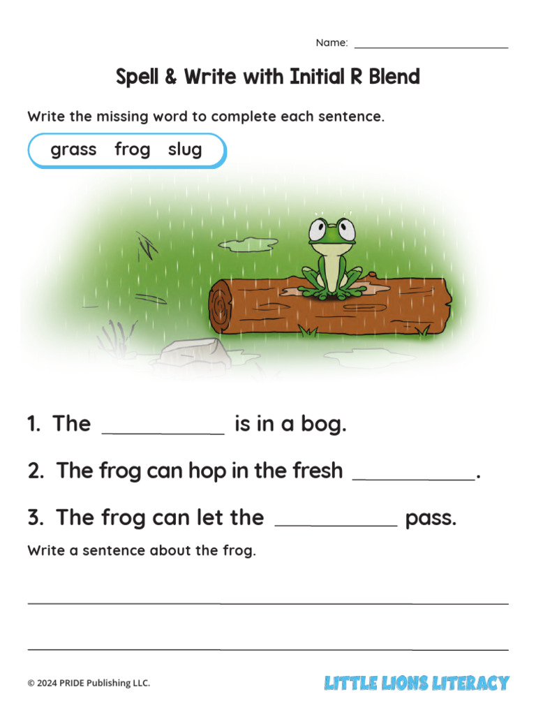 Write and Spell Pages 12 Initial R Blend | PDF