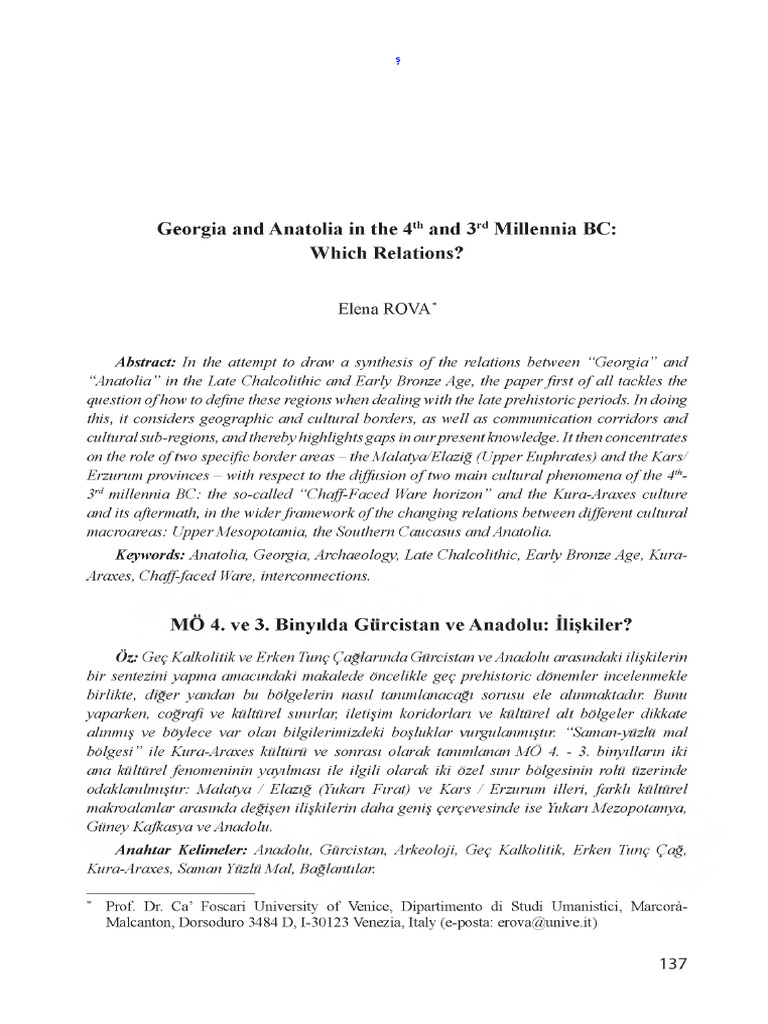 Georgia-Anatolia Relations in Prehistory | PDF