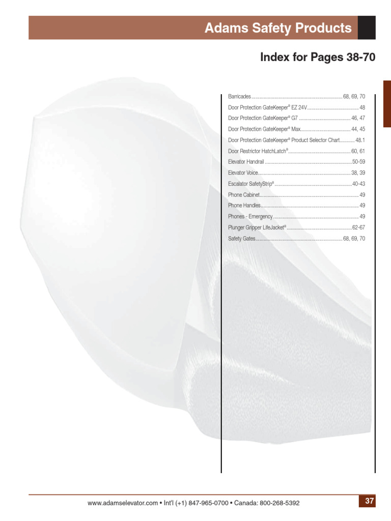 Adams Catalogo de Piezas de Seguridad | PDF | Relay | Elevator