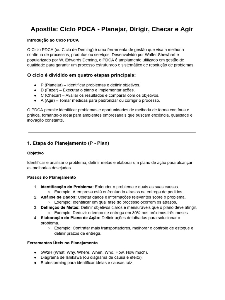 APOSTILA CICLO PDCA | PDF