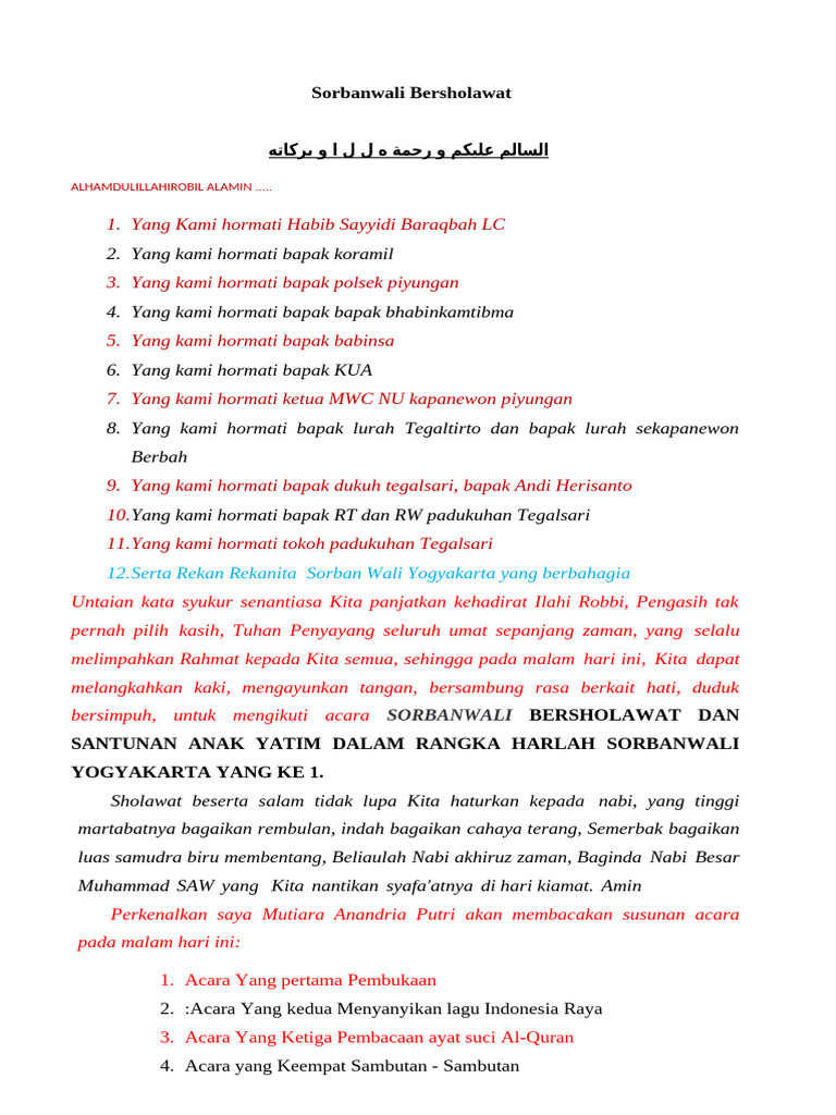 Teks MC Pengajian | PDF