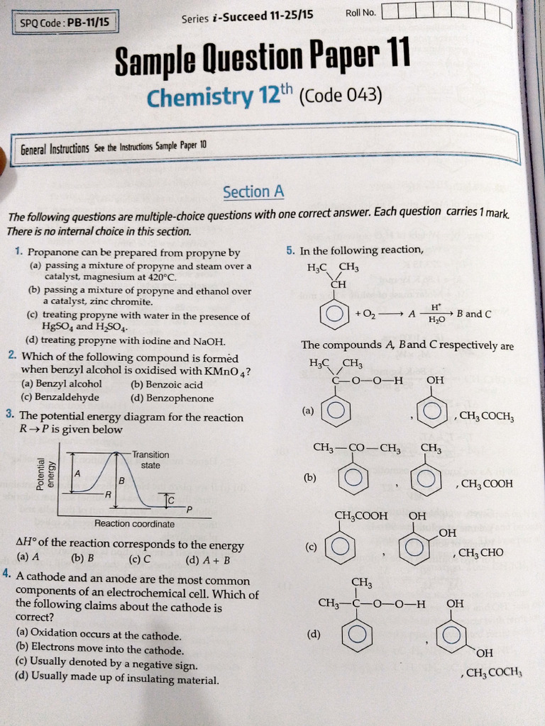 Adobe Chemistry Sample Ques. Paper 011 | PDF | Amine | Osmosis