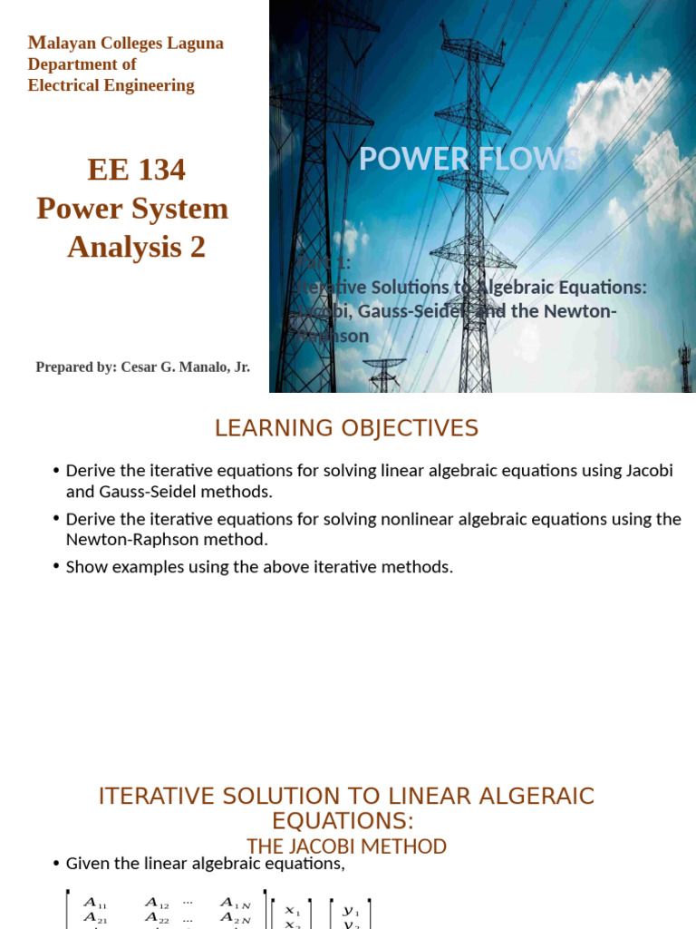 Power Flows-Part 1 (Iterative Solutions) .v2 | PDF | Linear Algebra | Algebra